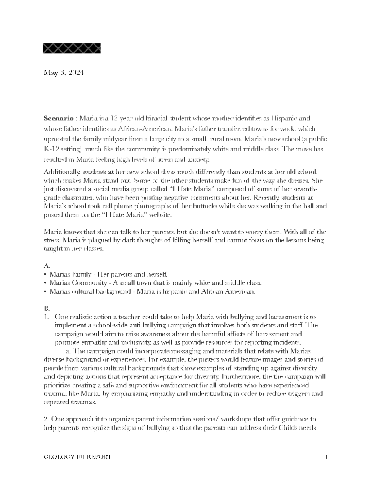 Task 2 DFM3 D090 WGU - May 3, 2024 Scenario : Maria is a 13-year-old ...