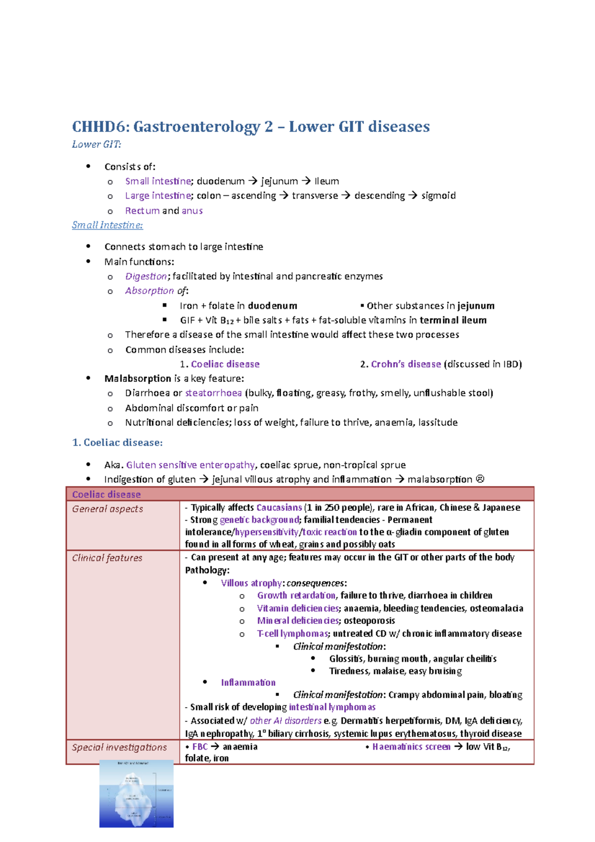 Lower GI Diseases - Full notes on this topic, with pictures and tables ...