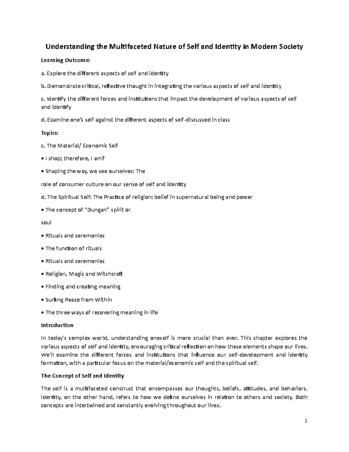 Understanding the Multifaceted Nature of Self and Identity in Modern ...