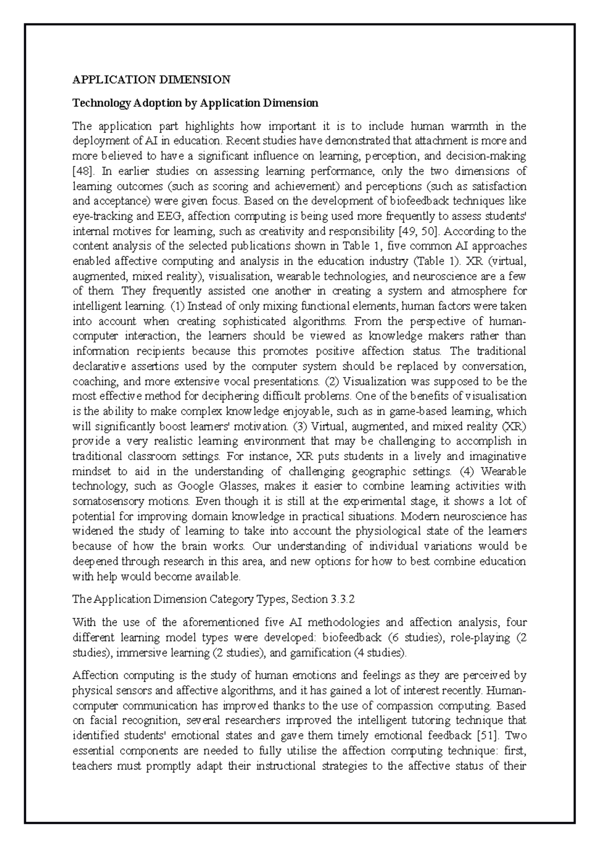 2 - Artificial intelligence - APPLICATION DIMENSION Technology Adoption ...