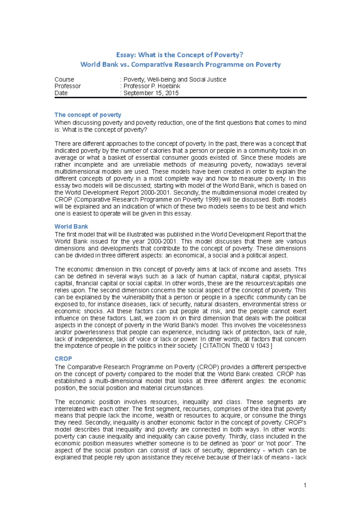 Werkstuk "Opdracht 1: reviewing world bank model and crop model ...
