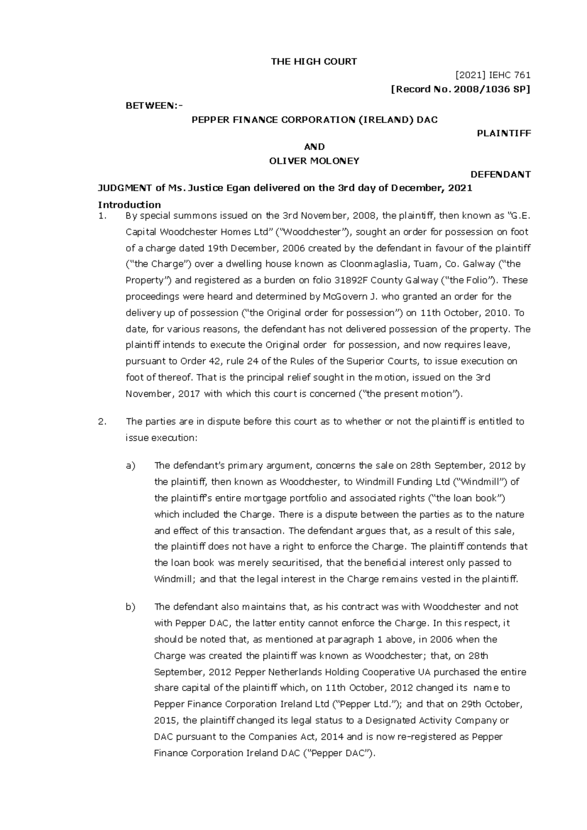 4 Pepper Maloney Y - IRISH COURT CASE LAW ON ASSIGNMENT OF DEBT PROOF ...