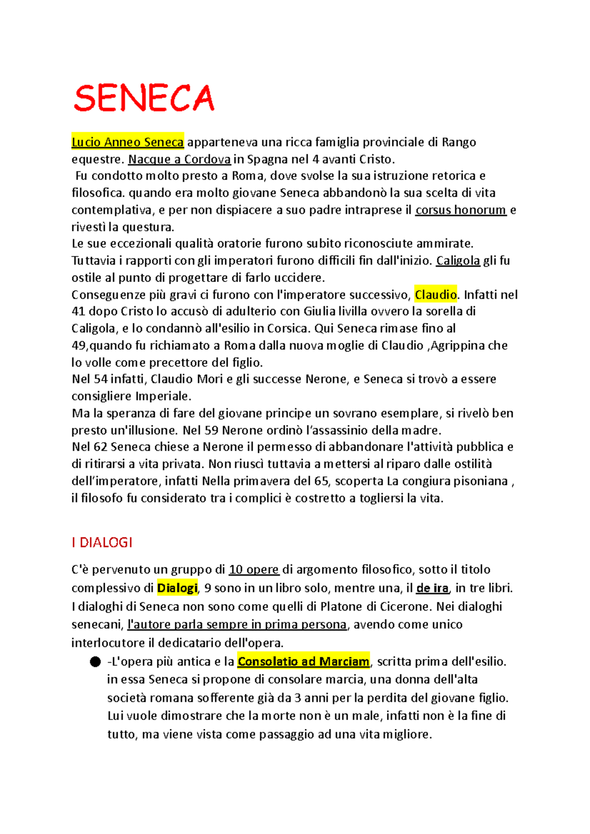 Latino - riassunto breve e comprensibile - SENECA Lucio Anneo Seneca ...