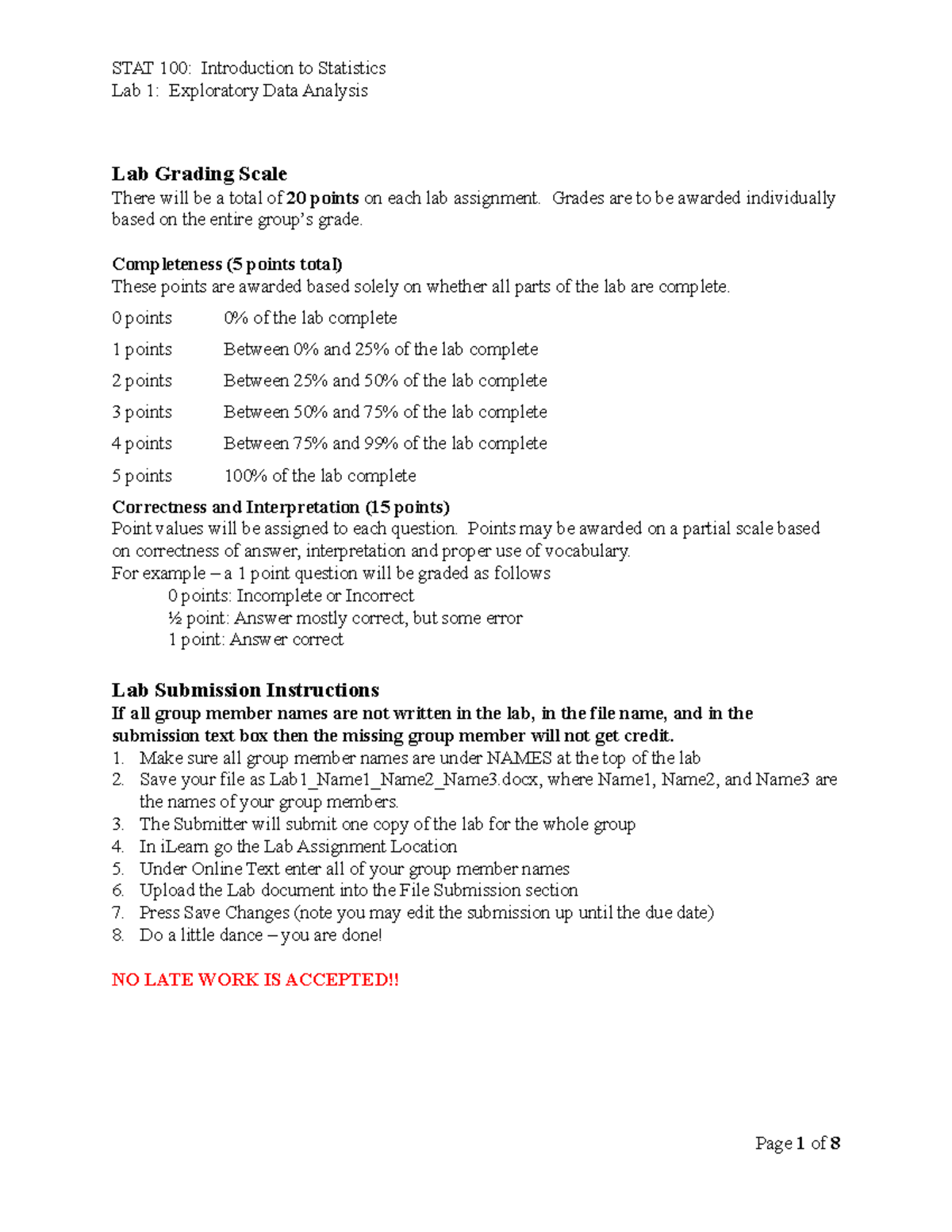 Lab1 Exploratory Data Analysis Lab 1 Exploratory Data Analysis Lab Grading Scale There Will