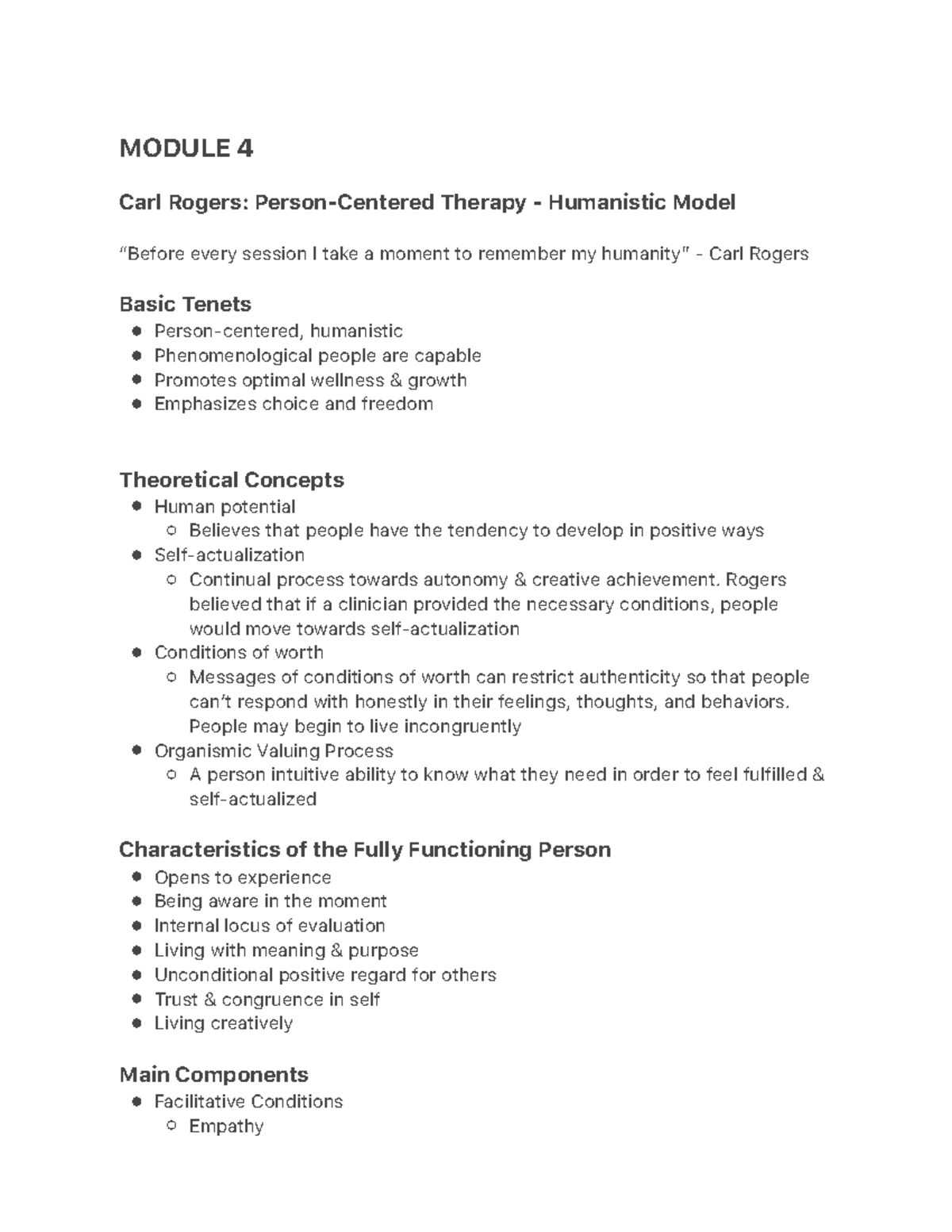 Foundations- Module 4 - Carl Rogers: Person-Centered Therapy ...