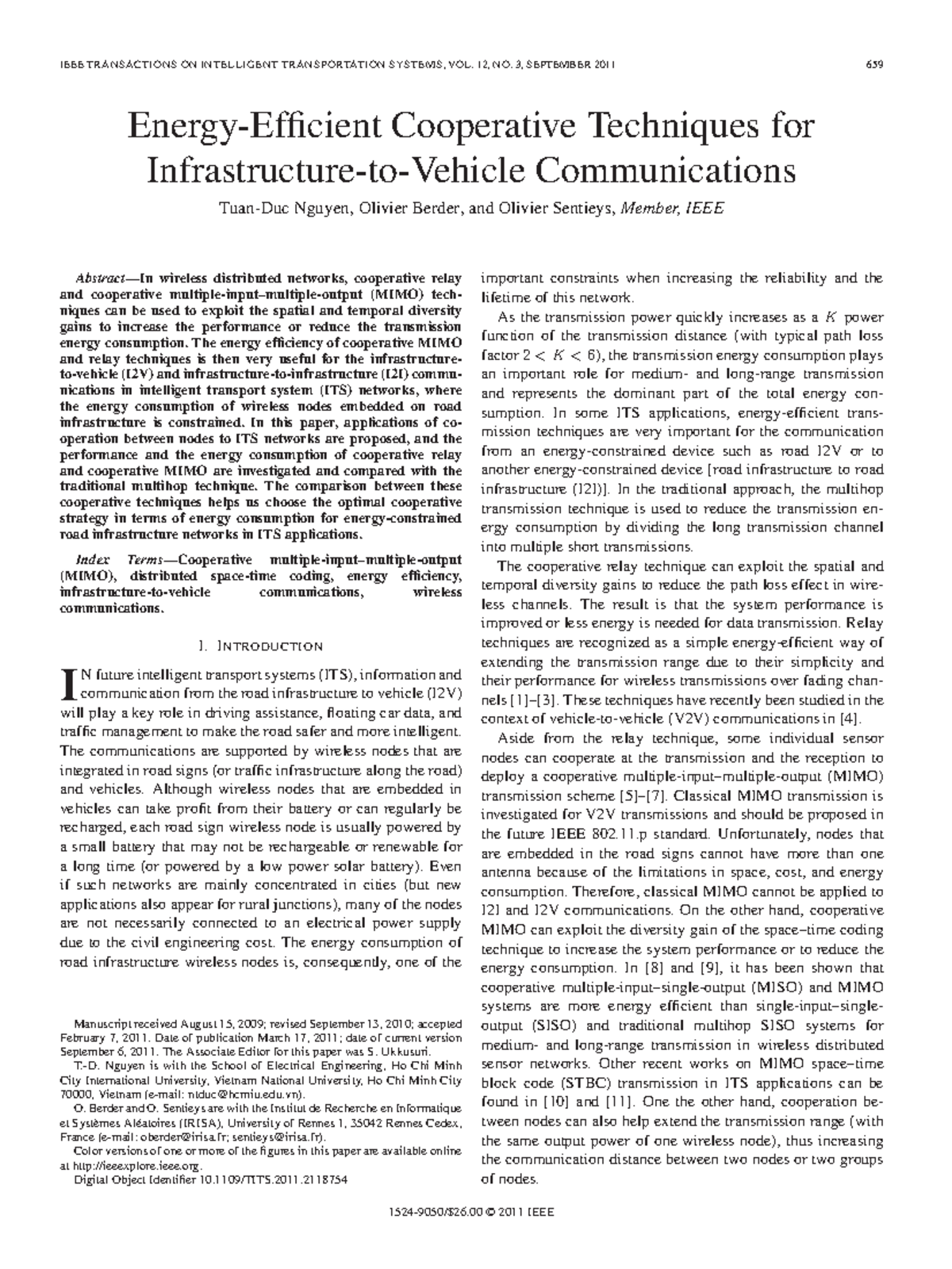 Energy Efficient Cooperative Techniques Energy Efficient Cooperative