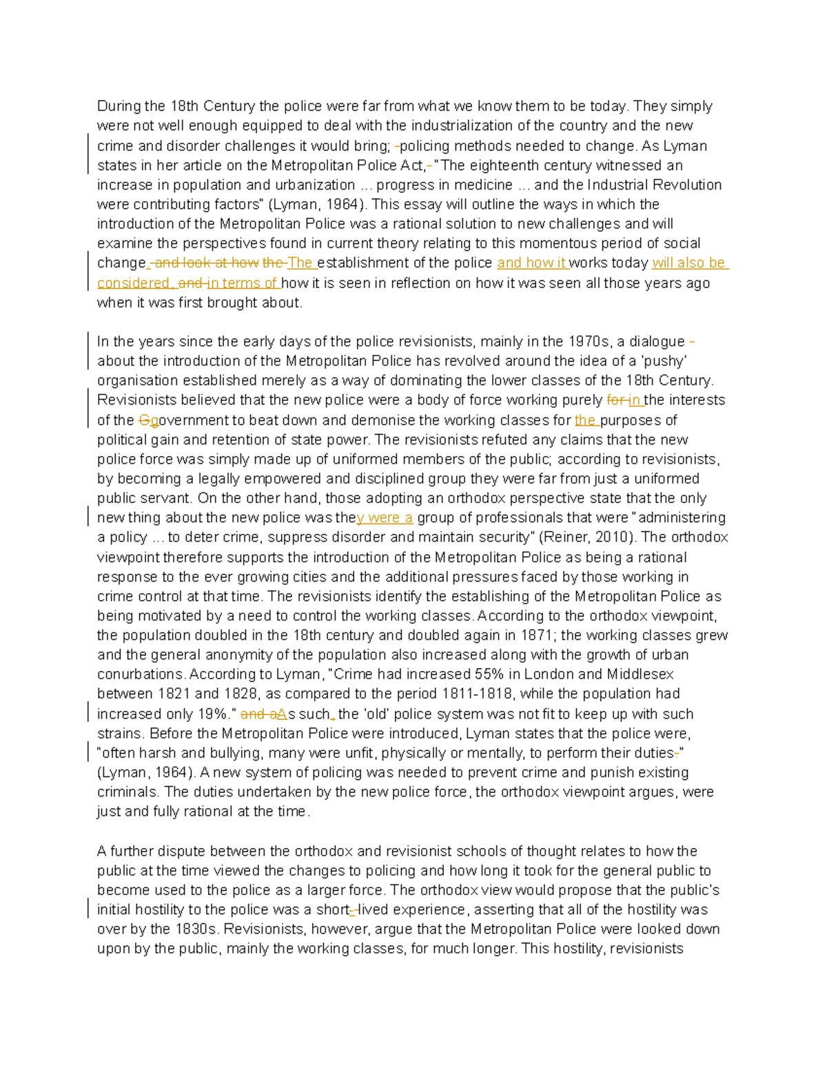 Police Essay history - During the 18th Century the police were far from ...