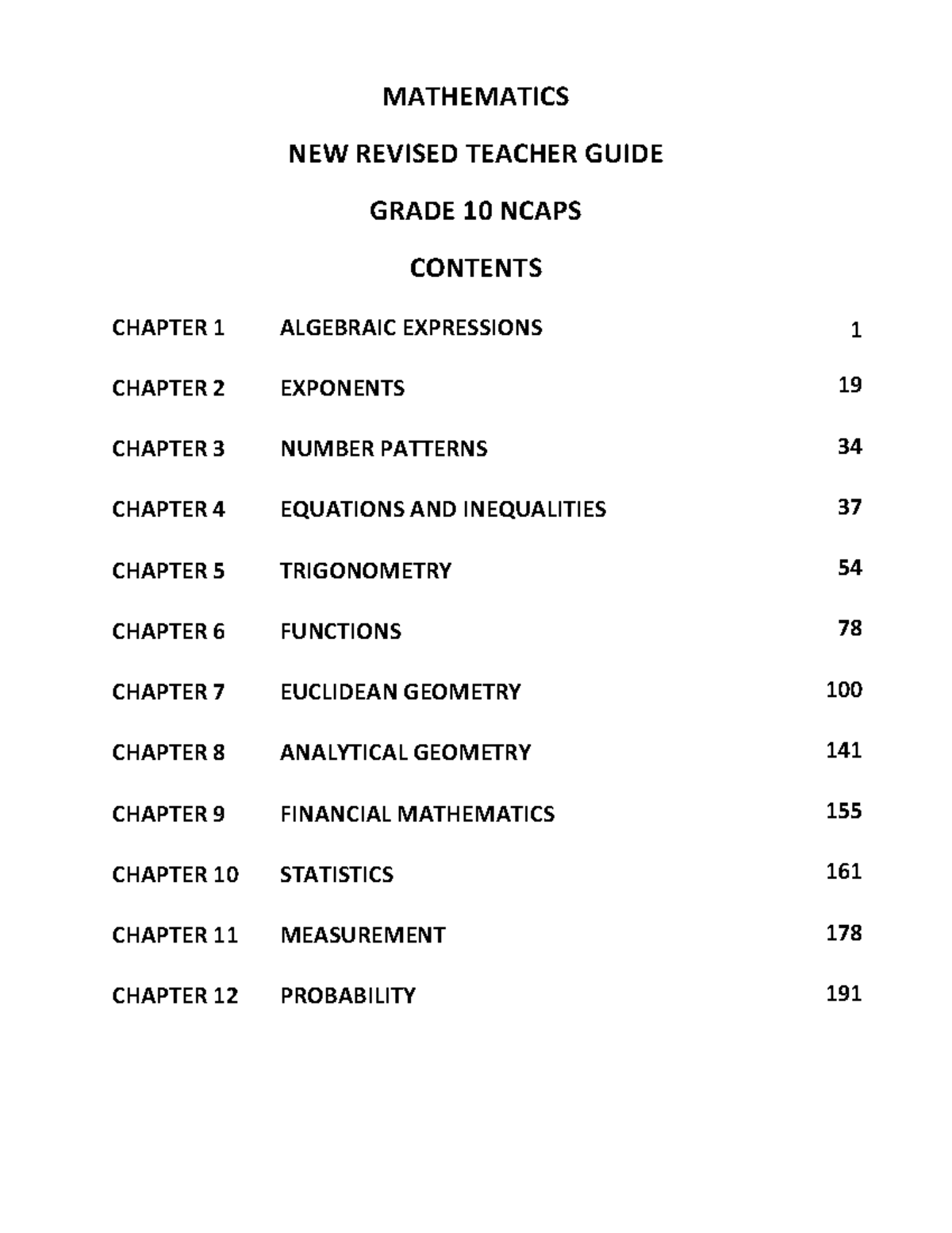 Mind Action Series Grade 10 Teacher's Guide - MATHEMATICS NEW REVISED TEACHER GUIDE GRADE 1 0 ...