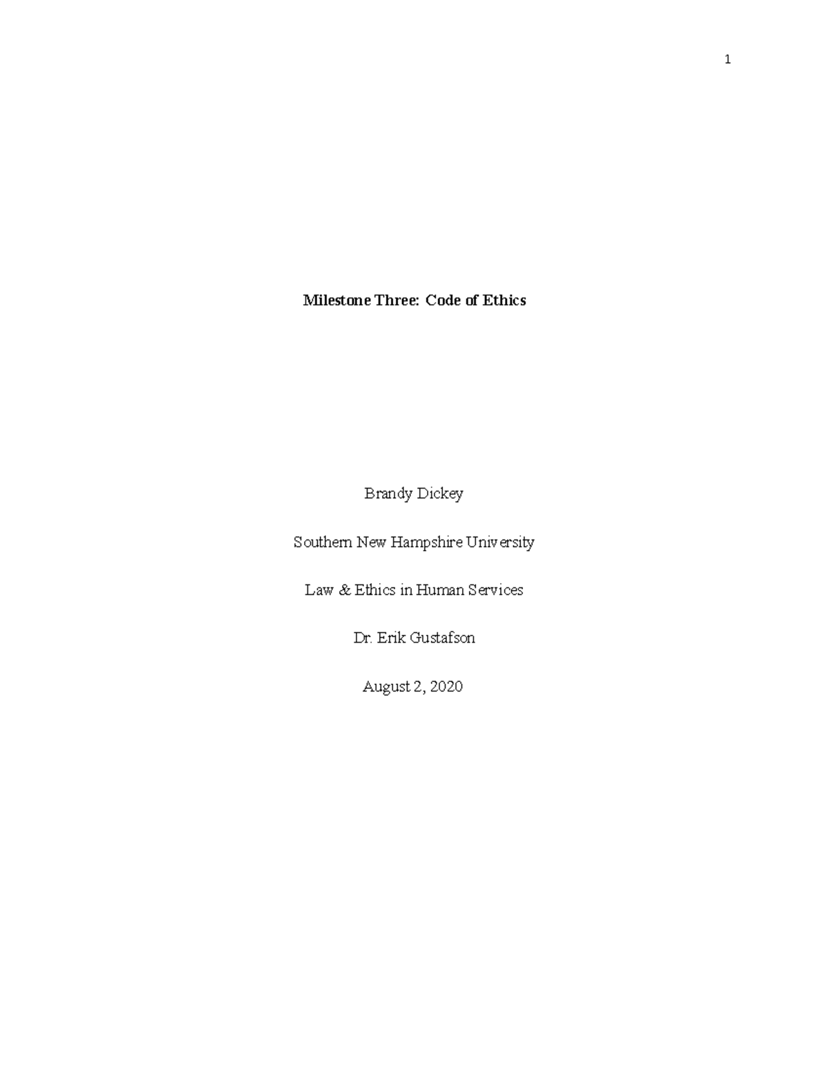 5-2 Draft of Conclusion - Milestone Three: Code of Ethics Brandy Dickey ...