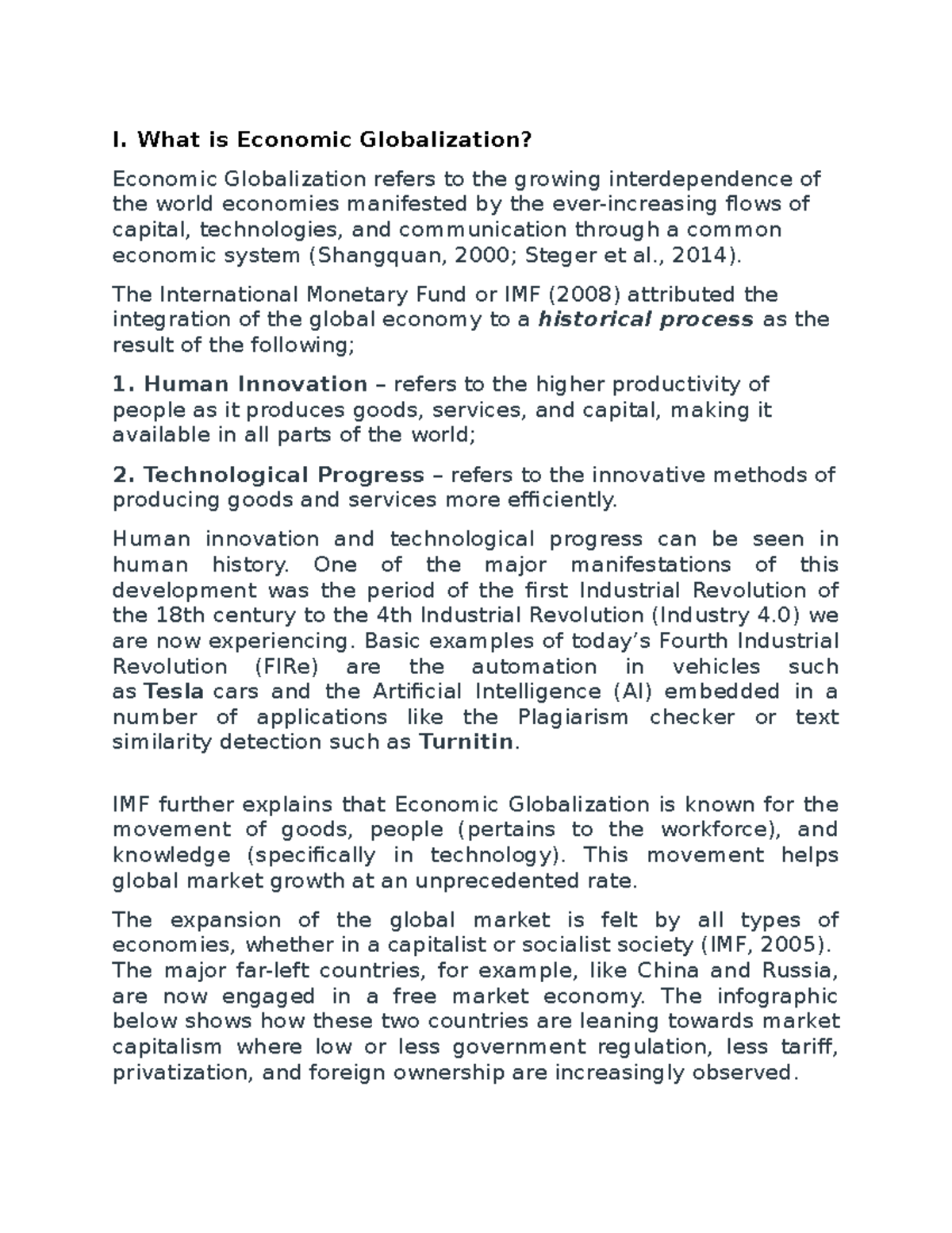 CW Mod2 Text Discussion - I. What is Economic Globalization? Economic ...