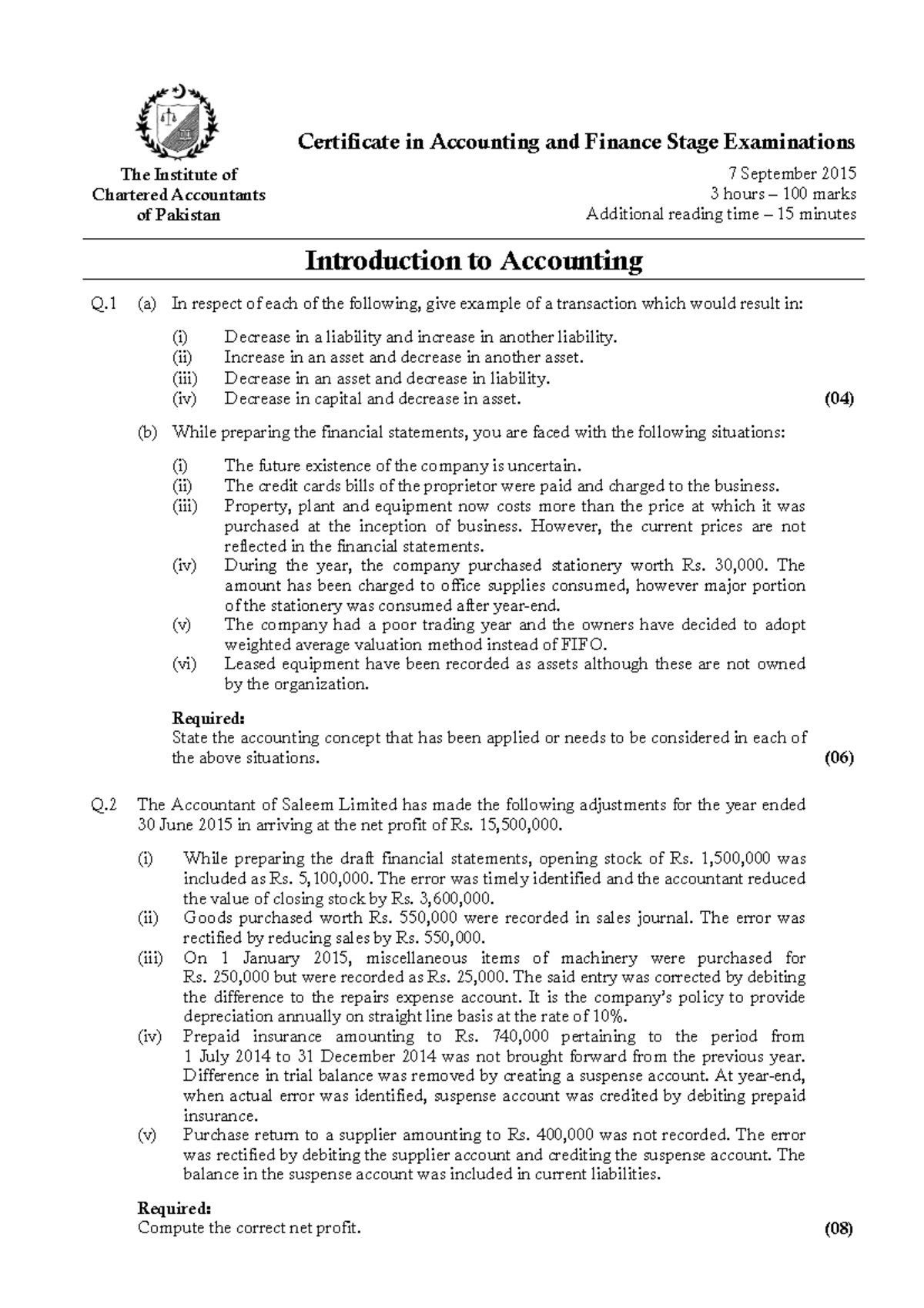 CAF 1 IA Autumn 2015 - The most common type of Share-based payment ...