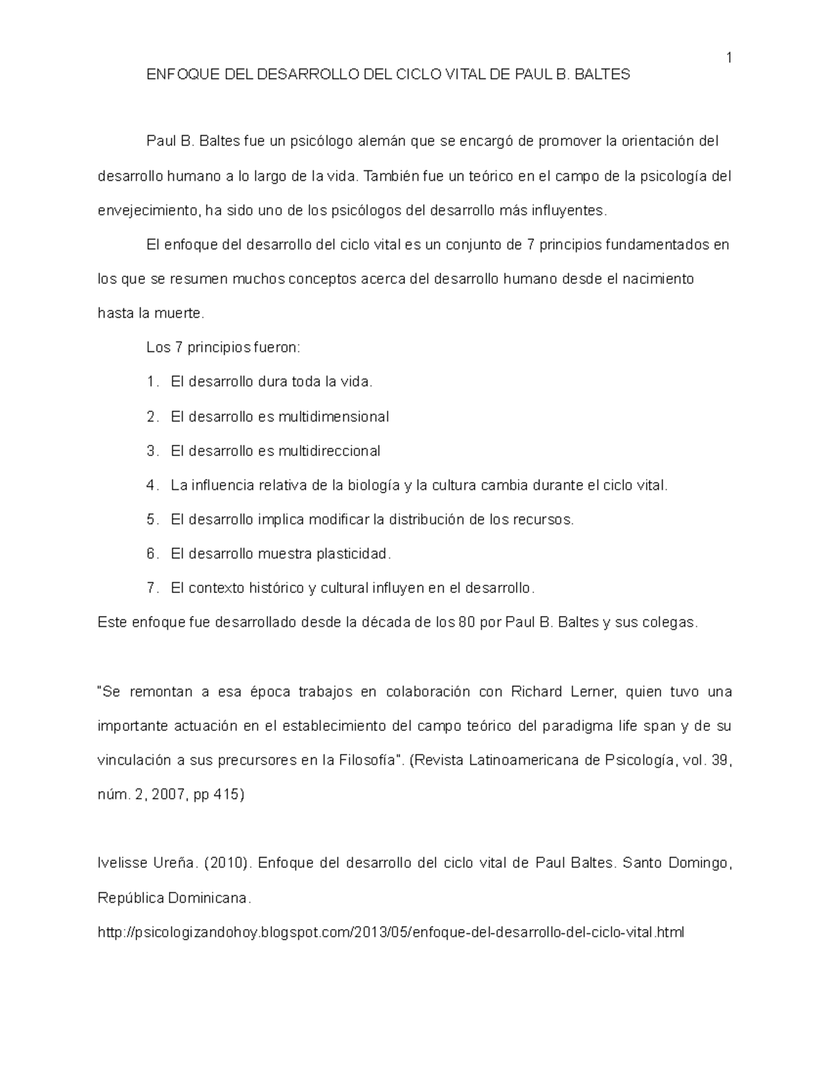 Enfoque PAUL Baltes - asfasfasf - ENFOQUE DEL DESARROLLO DEL CICLO ...