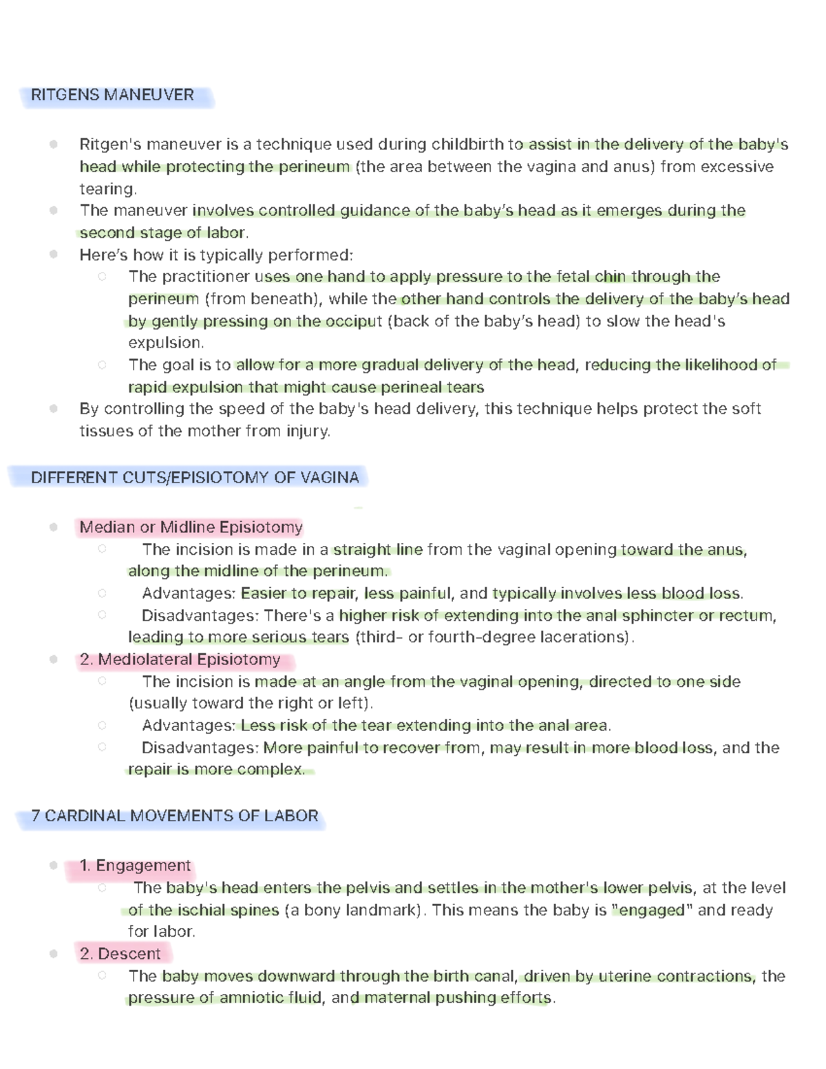 Gg - Functions of the Instruments - RITGENS MANEUVER Ritgen's - Studocu