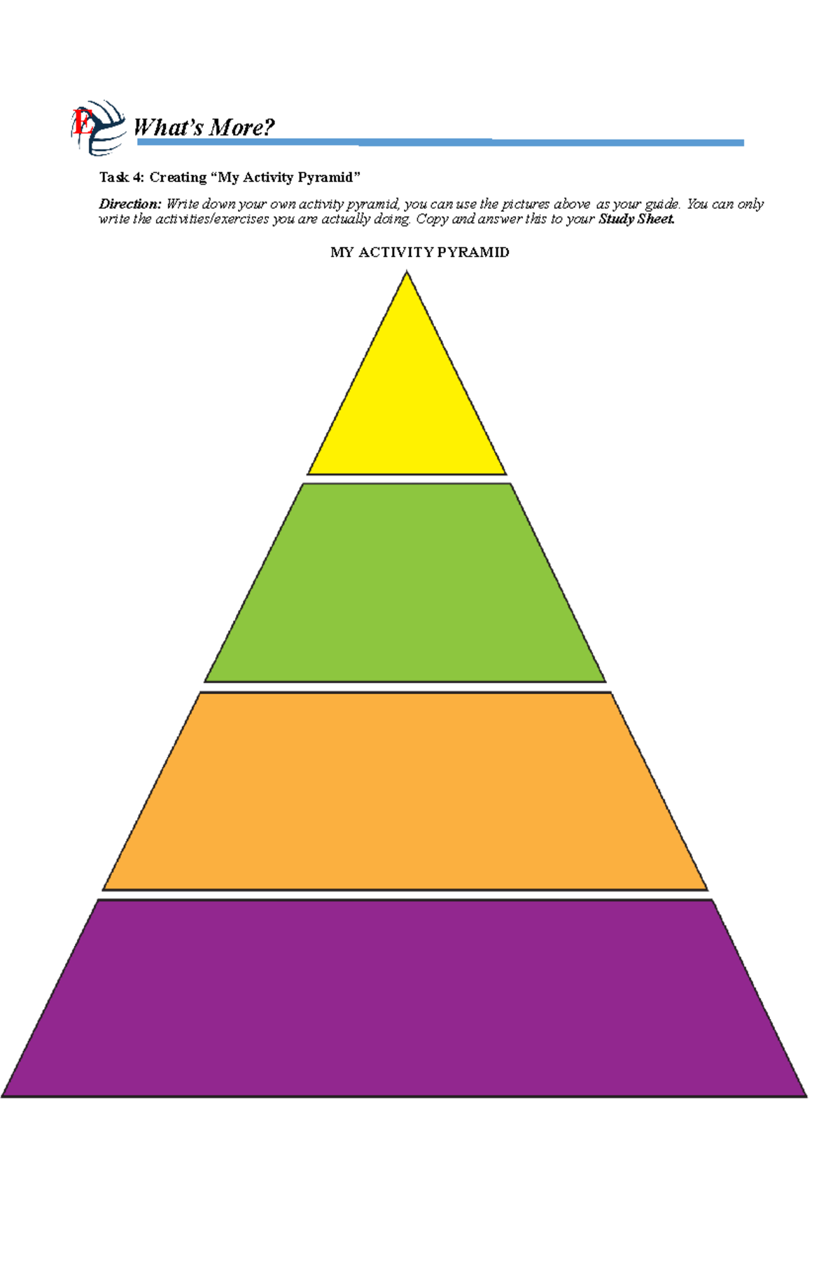 Sfa worksheet - XCV - What’s More? Task 4: Creating “My Activity ...