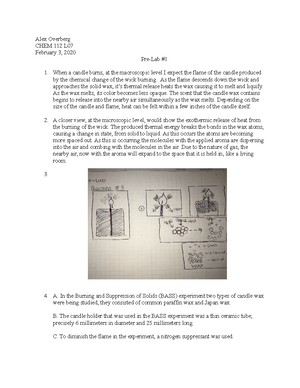 Pre lab 5 - Pre laboratory assignment - 1 Overberg Alex Overberg CHEM 112 L March 2, 2020 ...