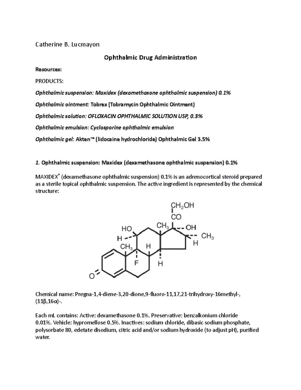 Ophthalmic Drug Administration - Catherine B. Lucmayon Ophthalmic Drug ...
