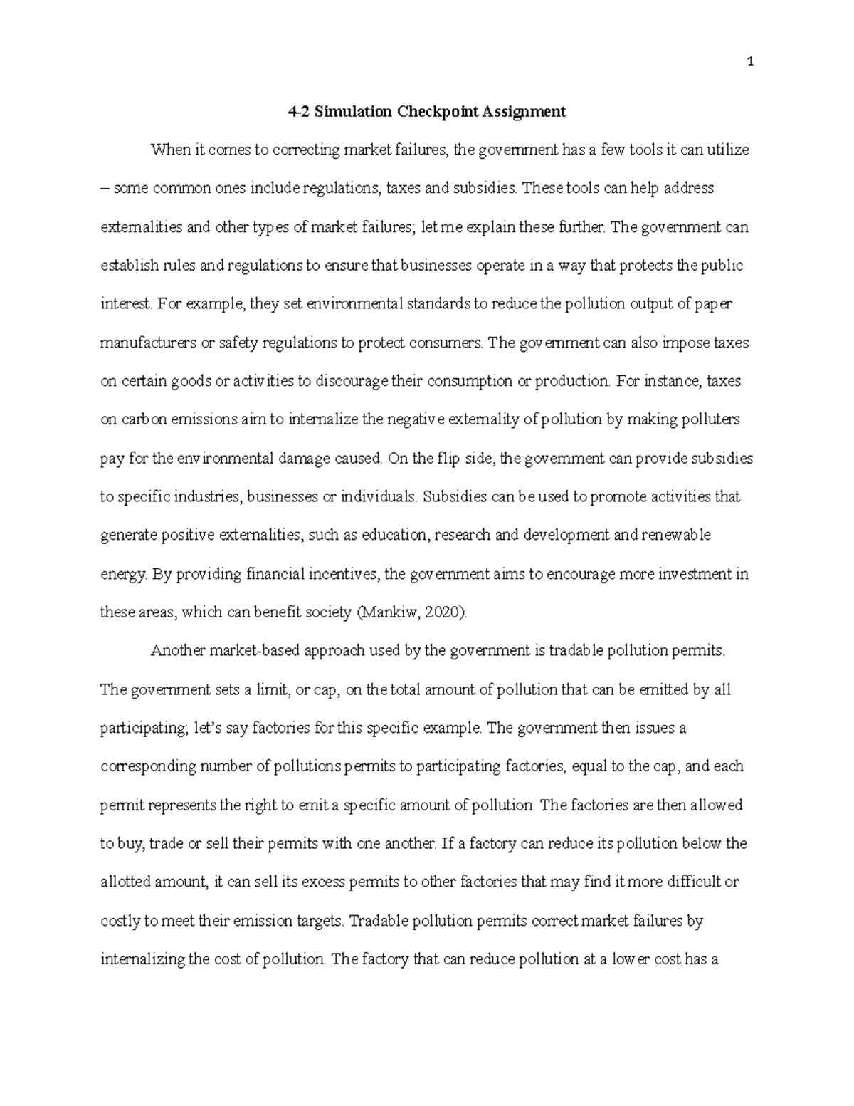 4-2 Simulation Checkpoint Assignment - These tools can help address externalities and other ...
