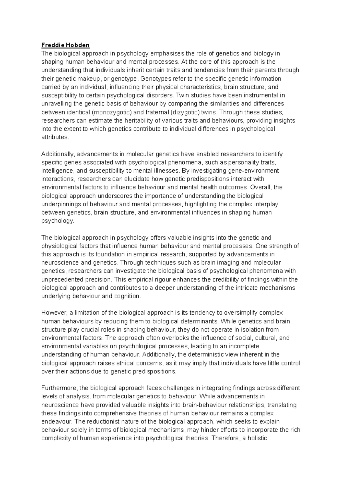 16 marker on bowlbys monotropic theory - Freddie Hobden The biological ...