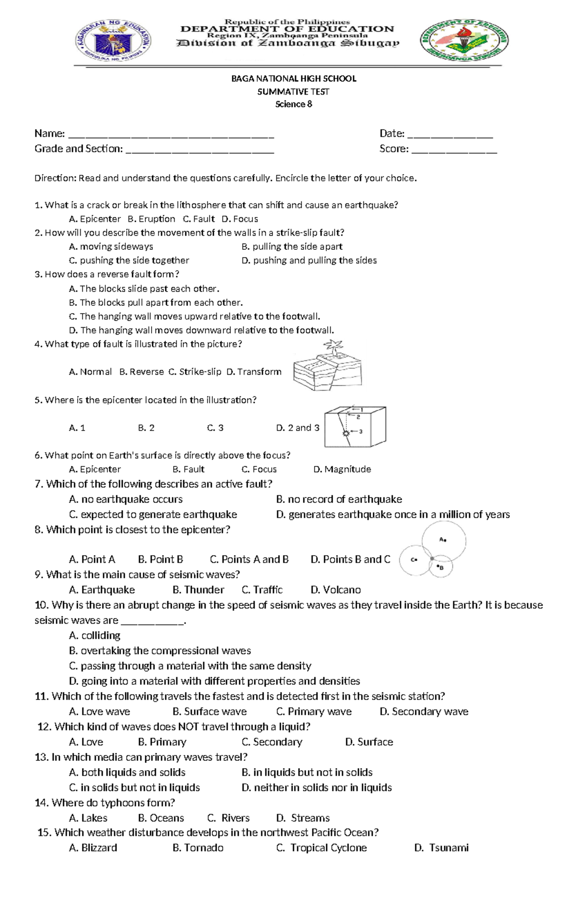 Grade 8 2ND summative - edi wag, rebound, second option, inuto, ginamit ...
