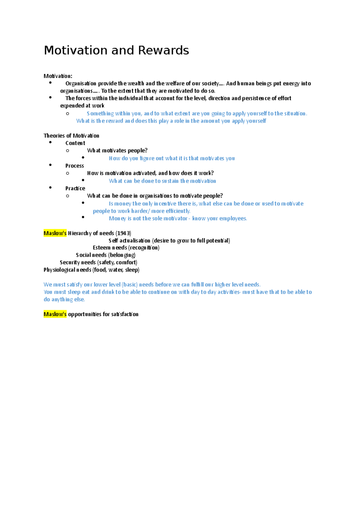 Motivation and Rewards - Motivation and Rewards Motivation ...