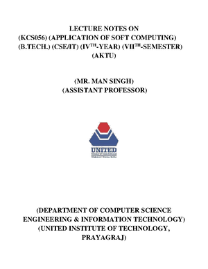 SC Unit 4 - Application of Soft Computing KCS056 - LECTURE NOTES ON ...
