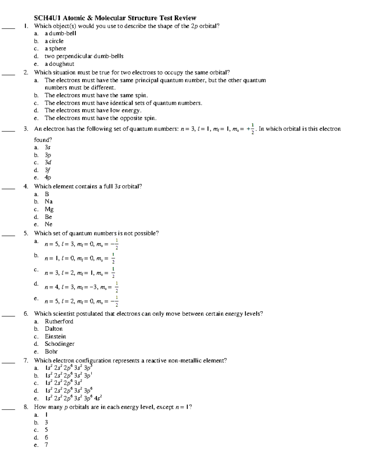 Chemical Bonding Test Review Questions SCH4U1 Atomic Molecular chemical-bonding-test-review-questions-sch4u1-atomic-molecular