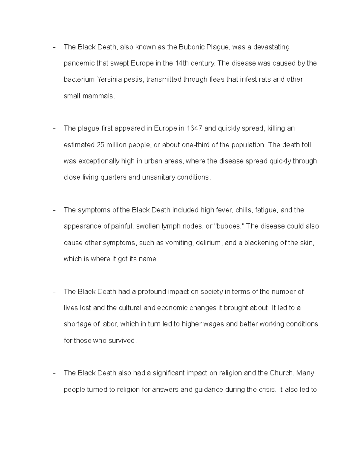 W.C The "Black Death" Notes - The Black Death, also known as the ...