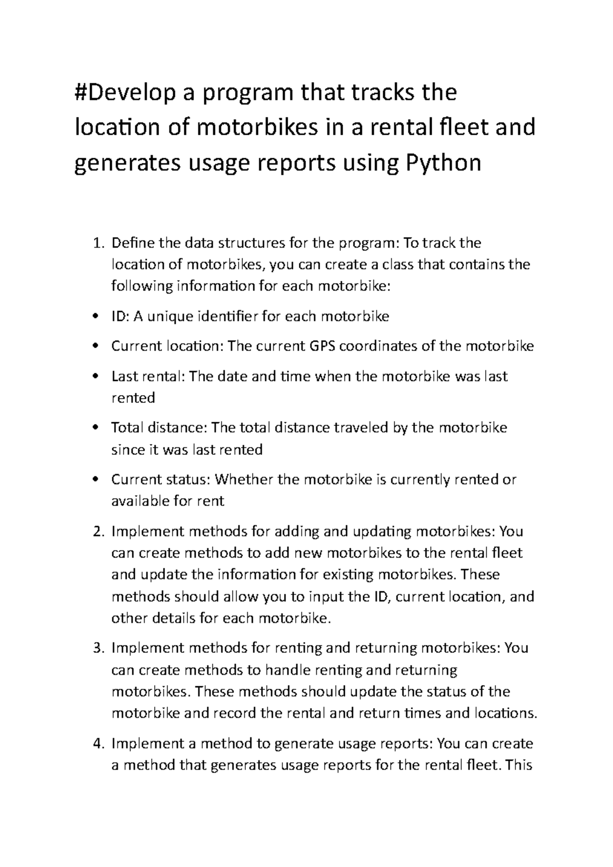 Rental fleet and generates-python - #Develop a program that tracks the ...