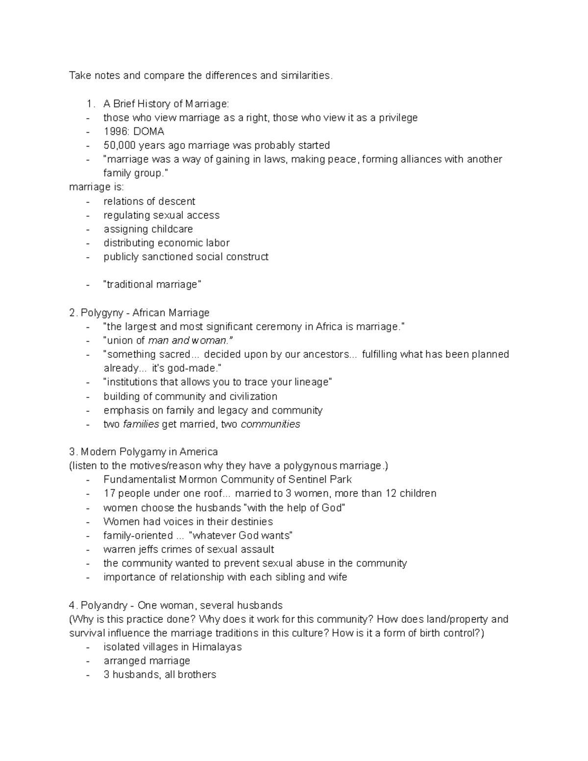 Different Marriages Video Notes - Take notes and compare the ...