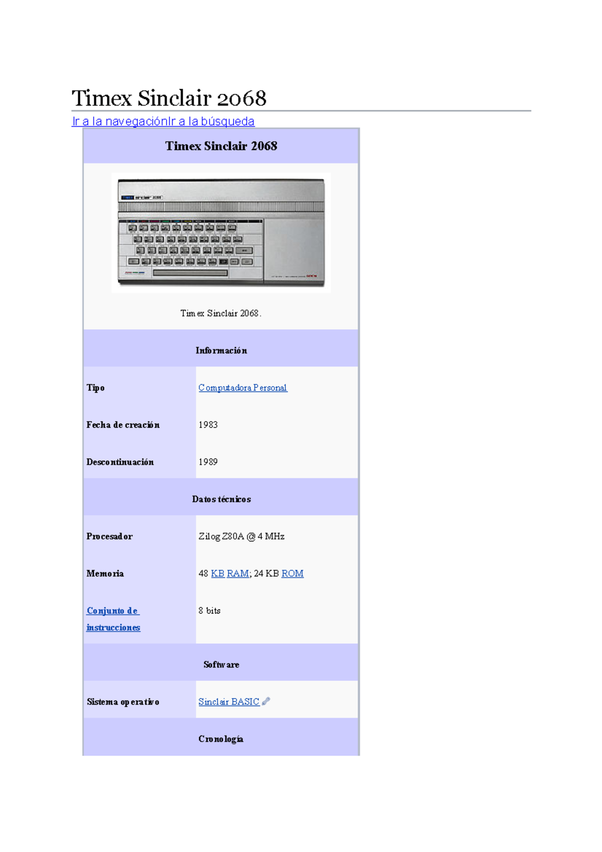 Timex Sinclair 2068 - Timex Sinclair 2068 Ir a la navegación Ir a la búsqueda Timex Sinclair ...