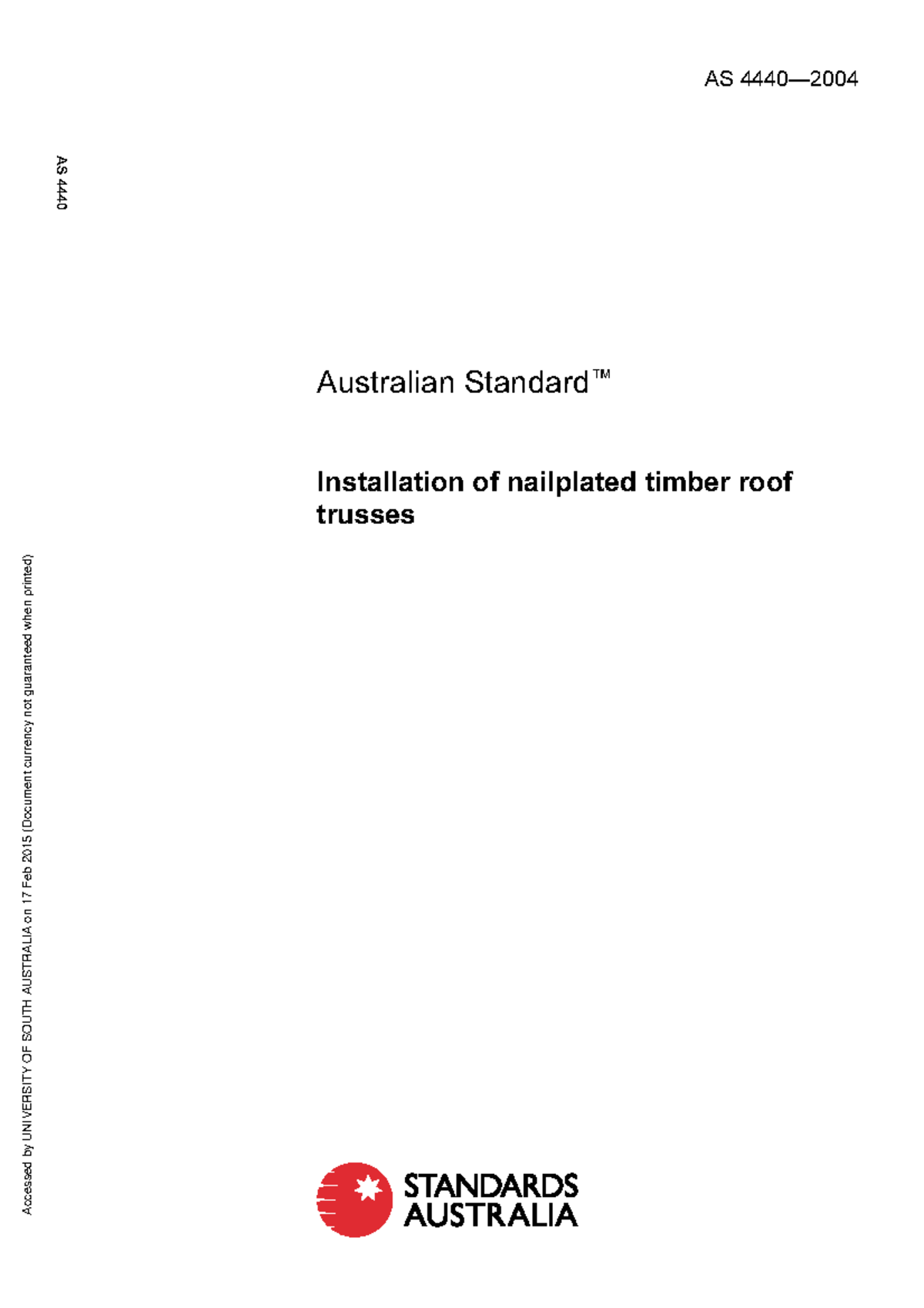 AS 4440-2004 Installation of nailplated timber roof trusses ...