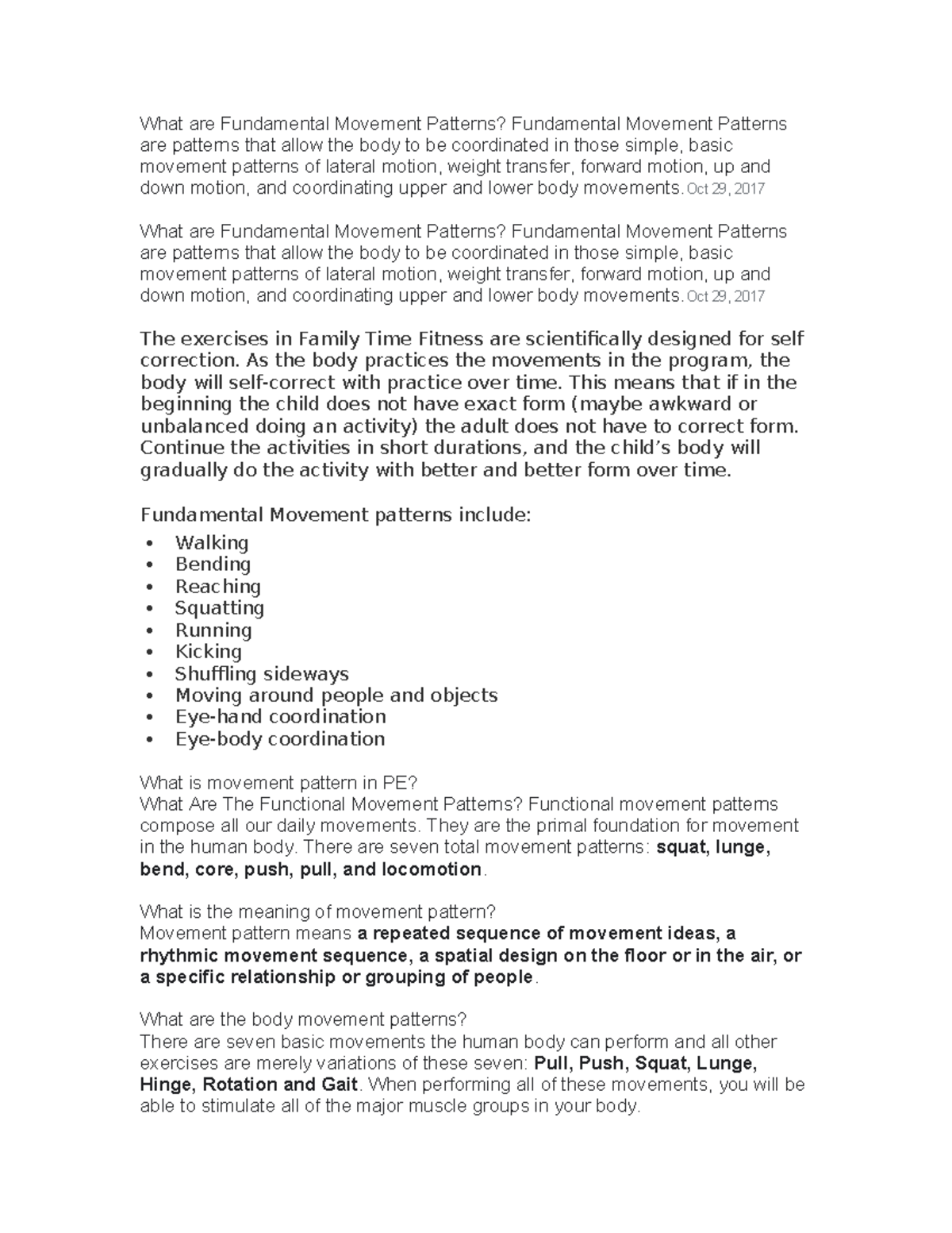 What are Fundamental Movement Patterns - As the body practices the ...