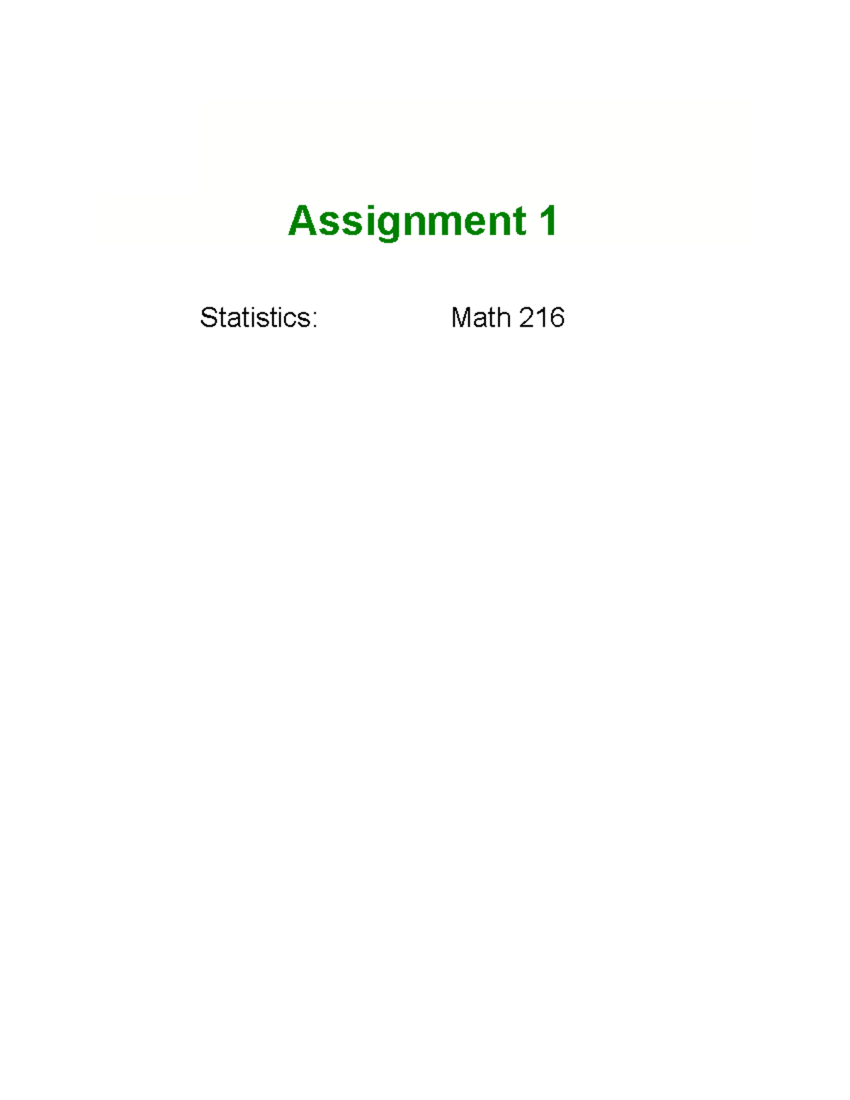 Assignment 1 Warning Tt Undefined Function 32 Assignment Statistics Math R 1 L L R L 1