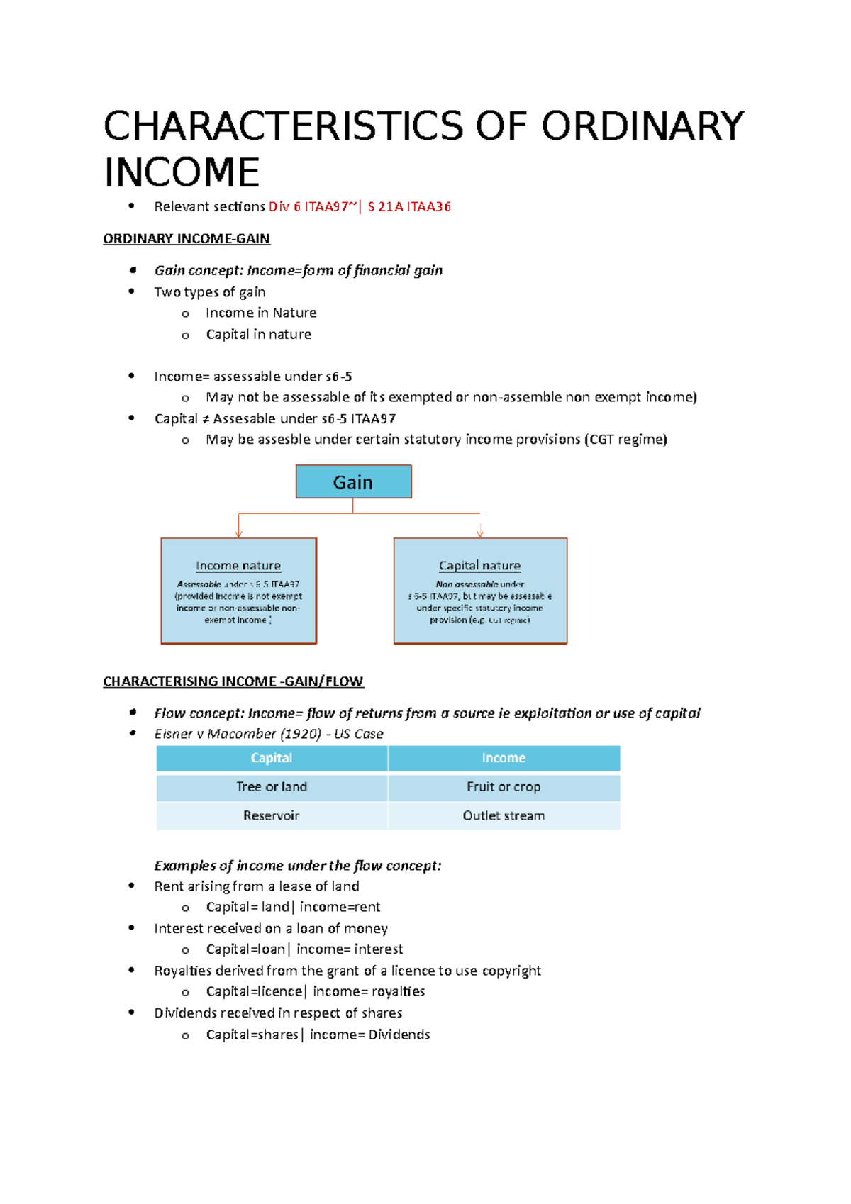 Characterising Ordinary Income - CHARACTERISTICS OF ORDINARY INCOME ...
