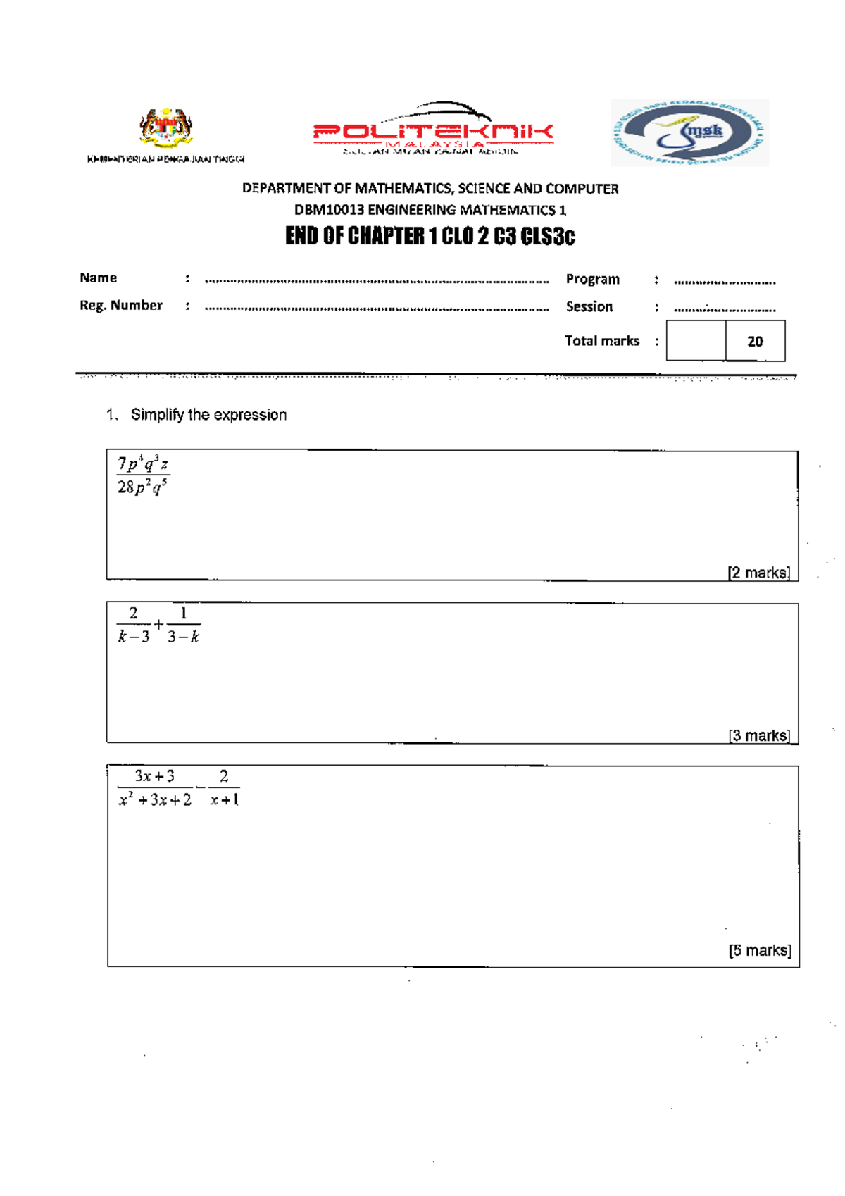 ENGINEERING MATHEMATICS DBM10013 - engineering mathematics - Studocu