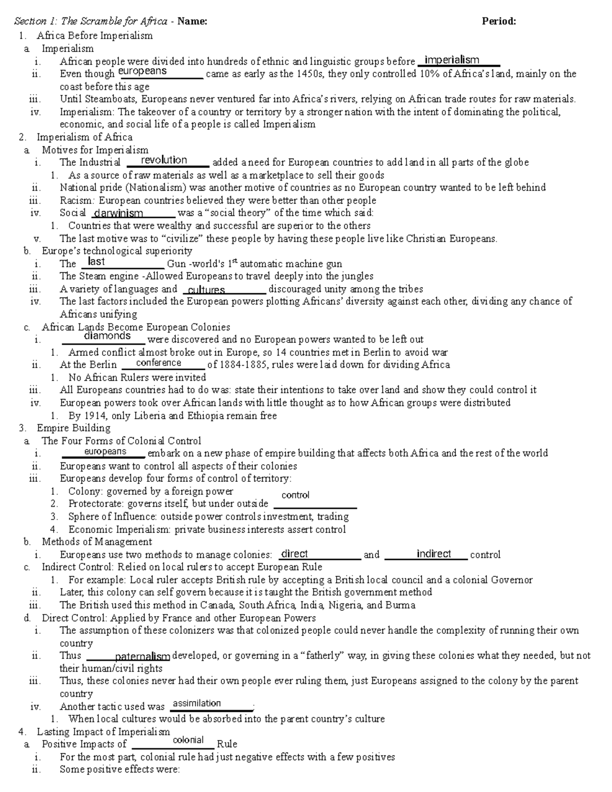 Section 1: The Scramble for Africa - Section 1: The Scramble for Africa ...