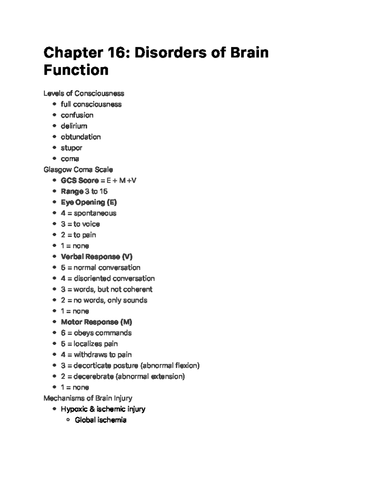 Chapter 16 Disorders of Brain Function - C h a p te r 1 6 : D i s o rd ...