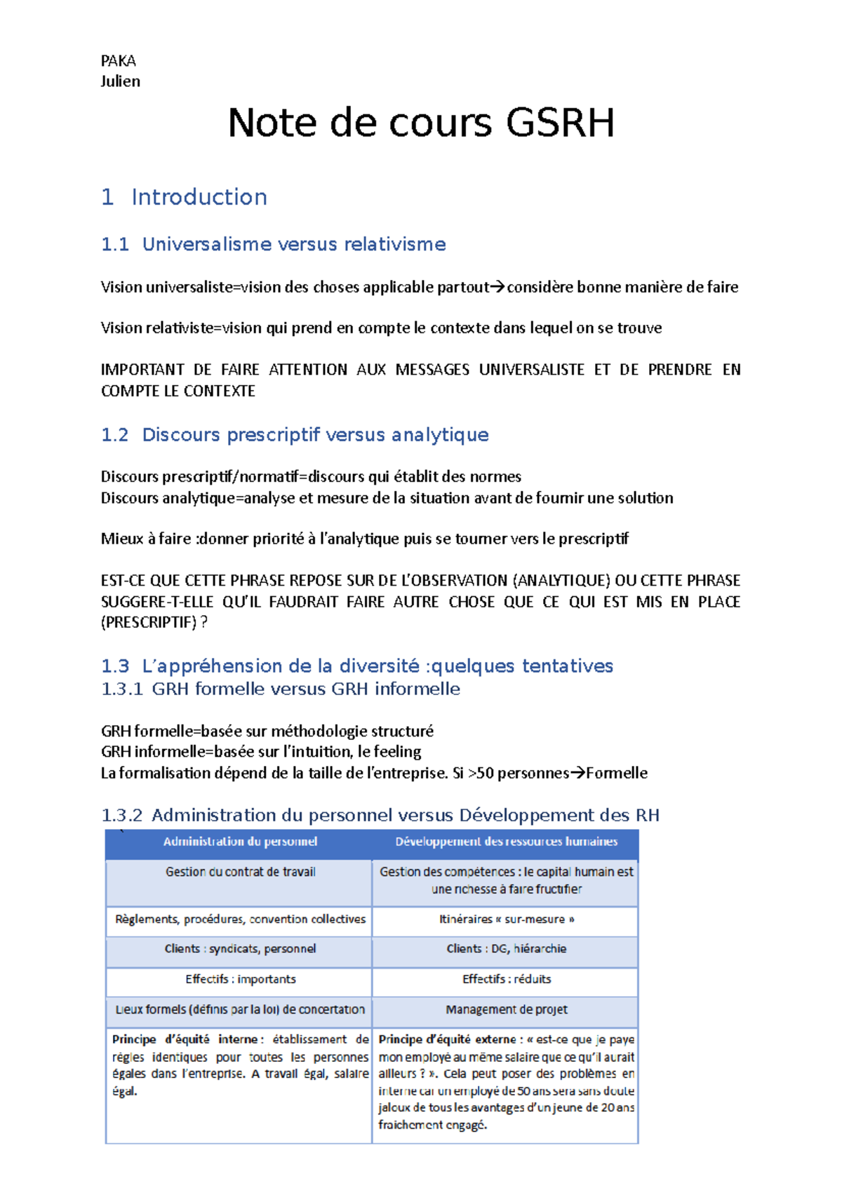 Note de cours GSRH - Voila - Julien Note de cours GSRH 1 Introduction 1 ...