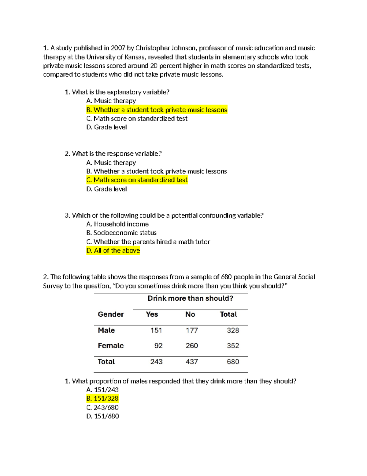 Chapter 4 Worksheet - Ch 4 Wks - A study published in 2007 by ...