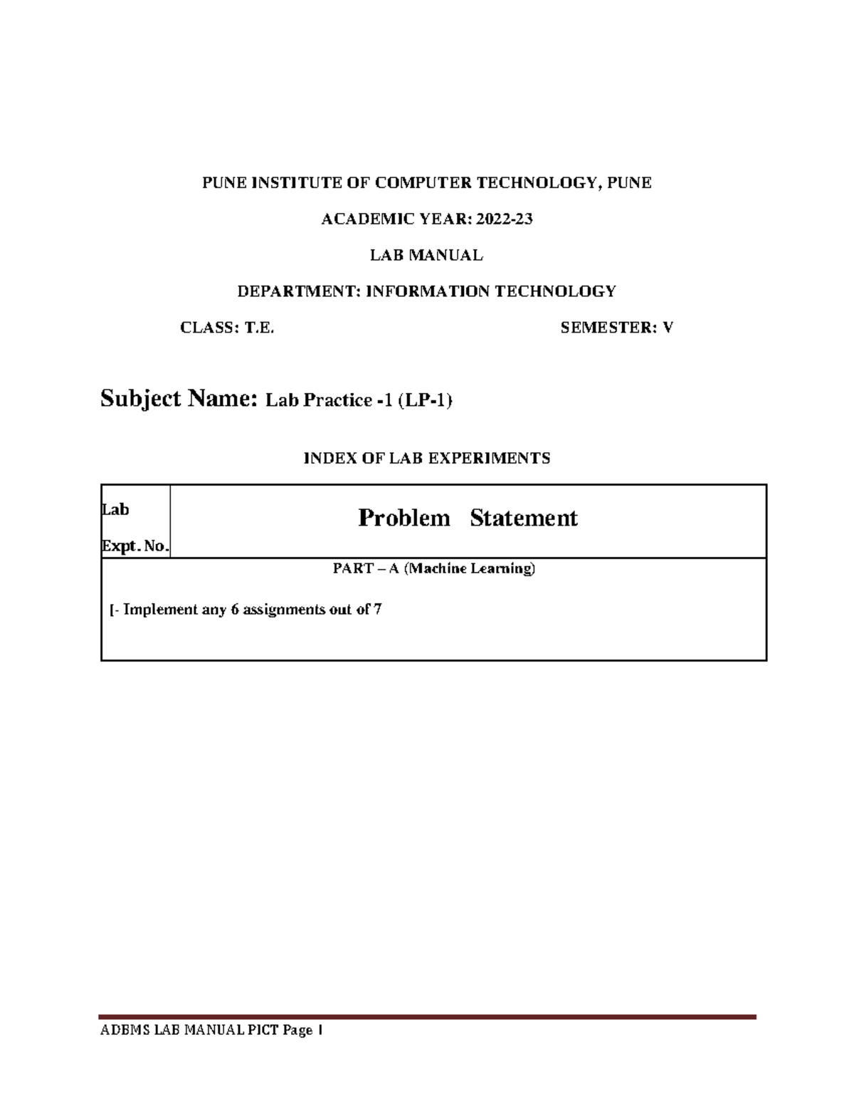 LP1 NBA Lab Manual 2022-23 - PUNE INSTITUTE OF COMPUTER TECHNOLOGY ...