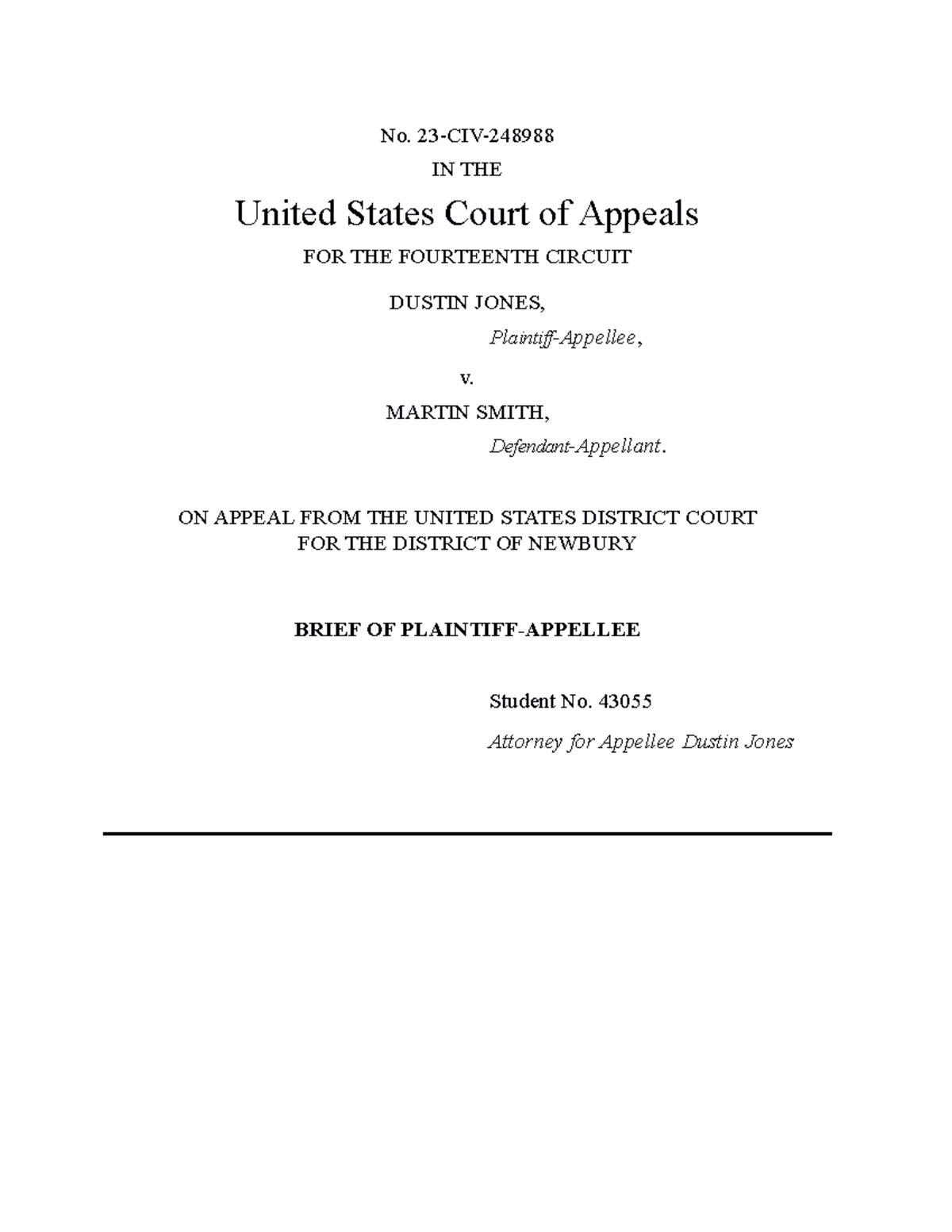 Appellate Brief - No. 23-CIV- IN THE United States Court of Appeals FOR ...