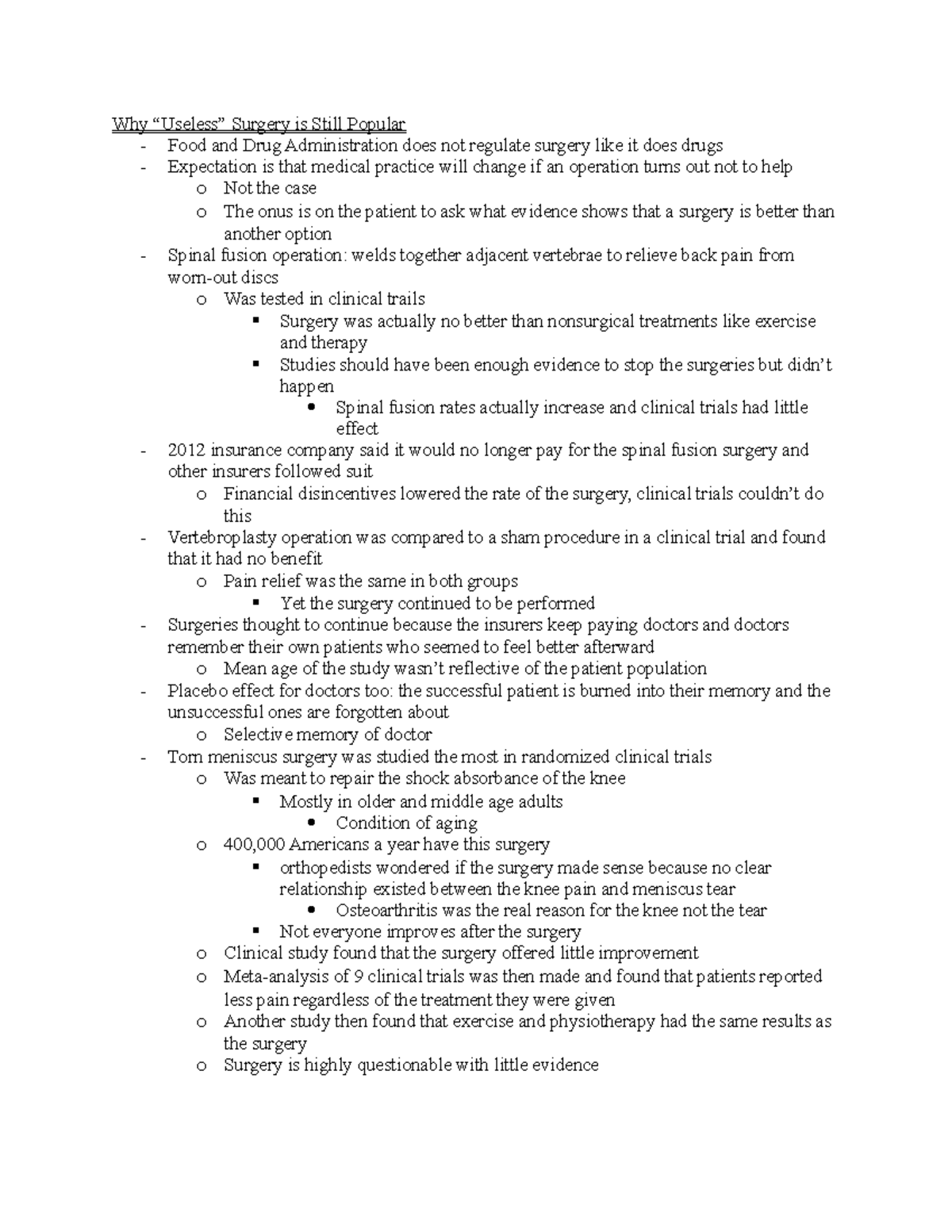 Useless surgery notes - Why “Useless” Surgery is Still Popular - Food ...
