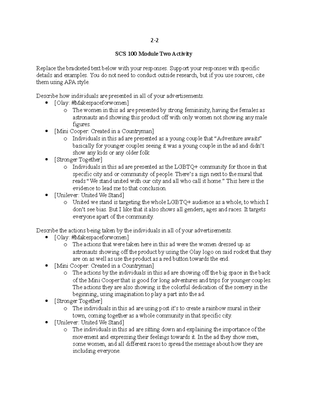 2-2 SCS Activity - Persp in social science assignment :) Pretty easy ...