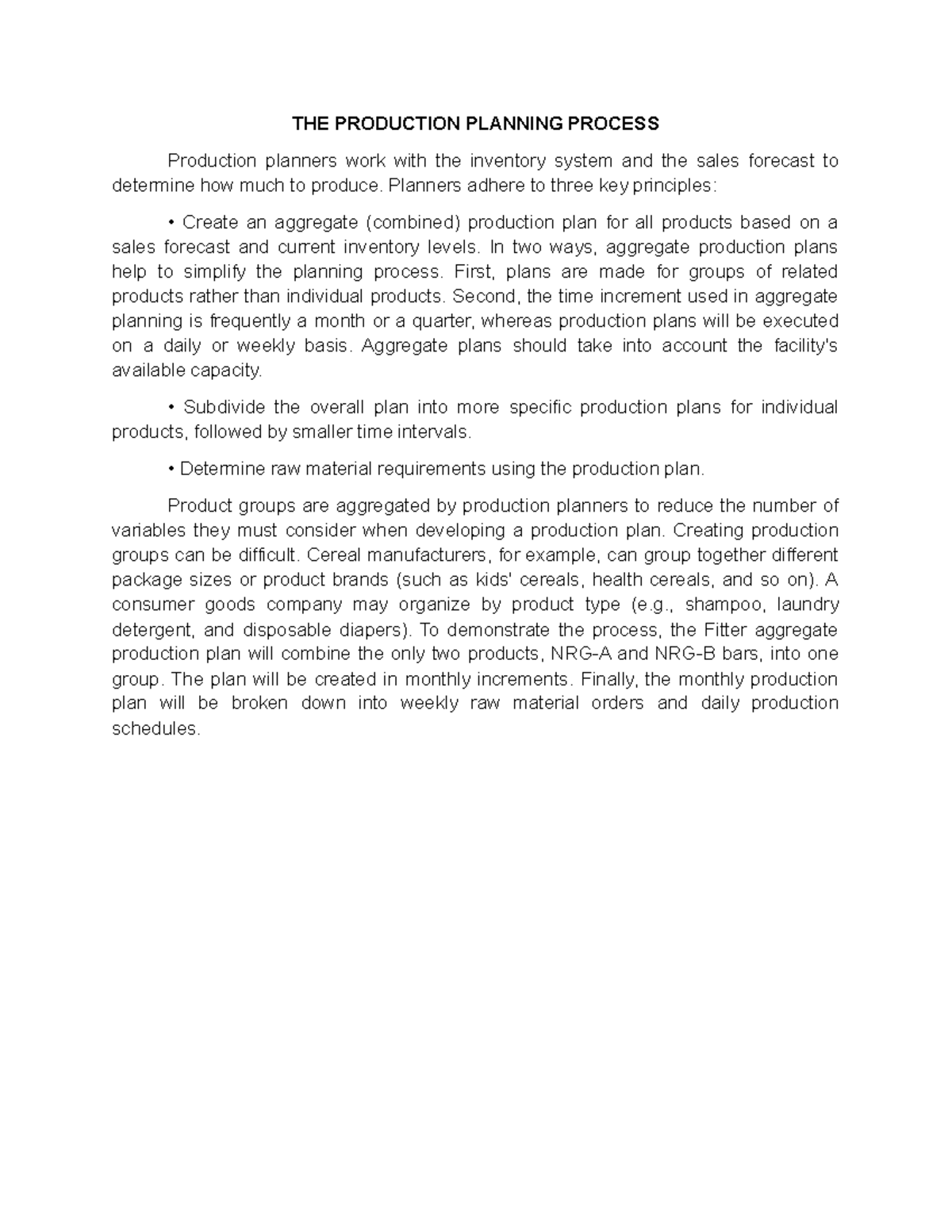 Lesson 14 THE Production Planning Process - THE PRODUCTION PLANNING ...