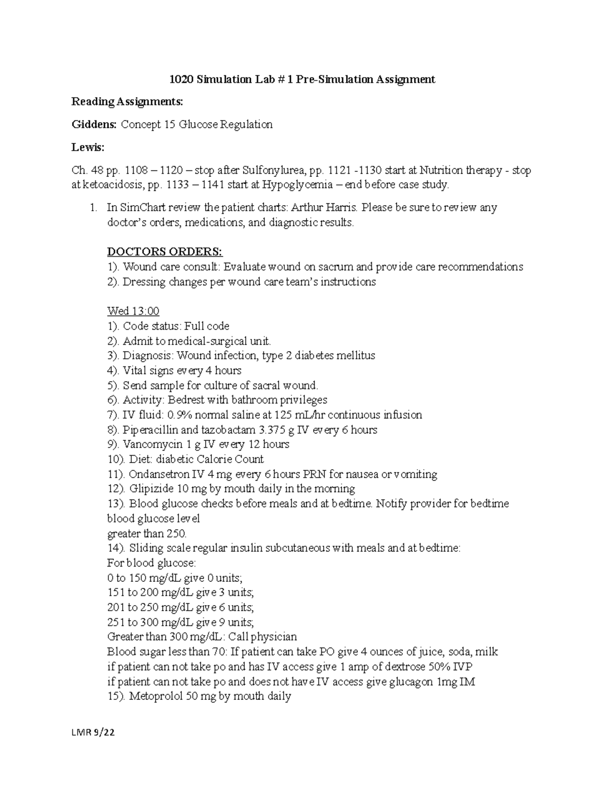 1020 Pre Sim Assignment 1020 Simulation Lab 1 Pre Simulation Assignment Reading Assignments