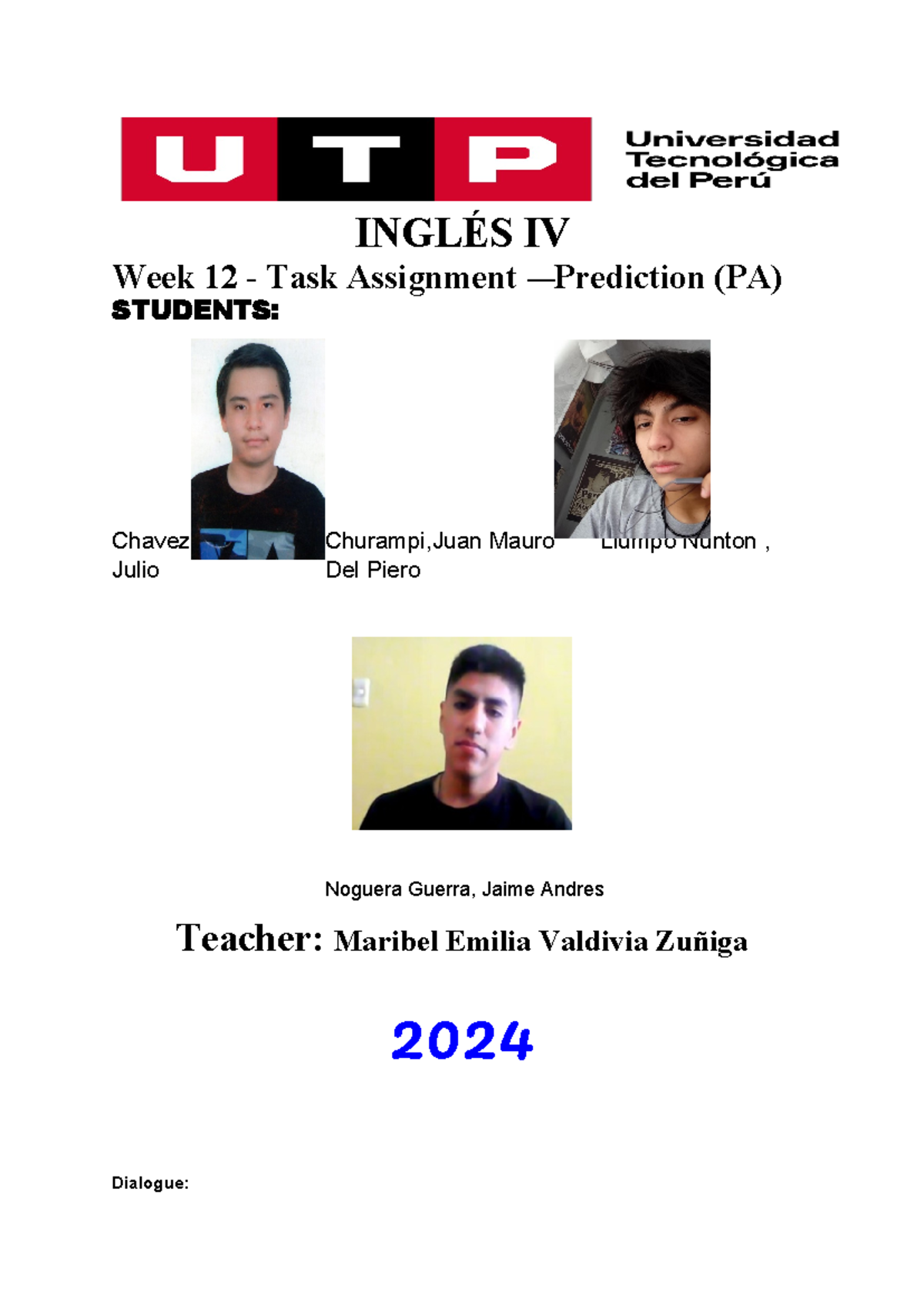 Inglés IV-week12 - tarea semana 12 - ingles IV - INGLÉS IV Week 12 - Task Assignment ...