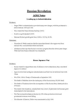 VCE Revolutions Notes - VCE Russian Revolution notes Definitions ...