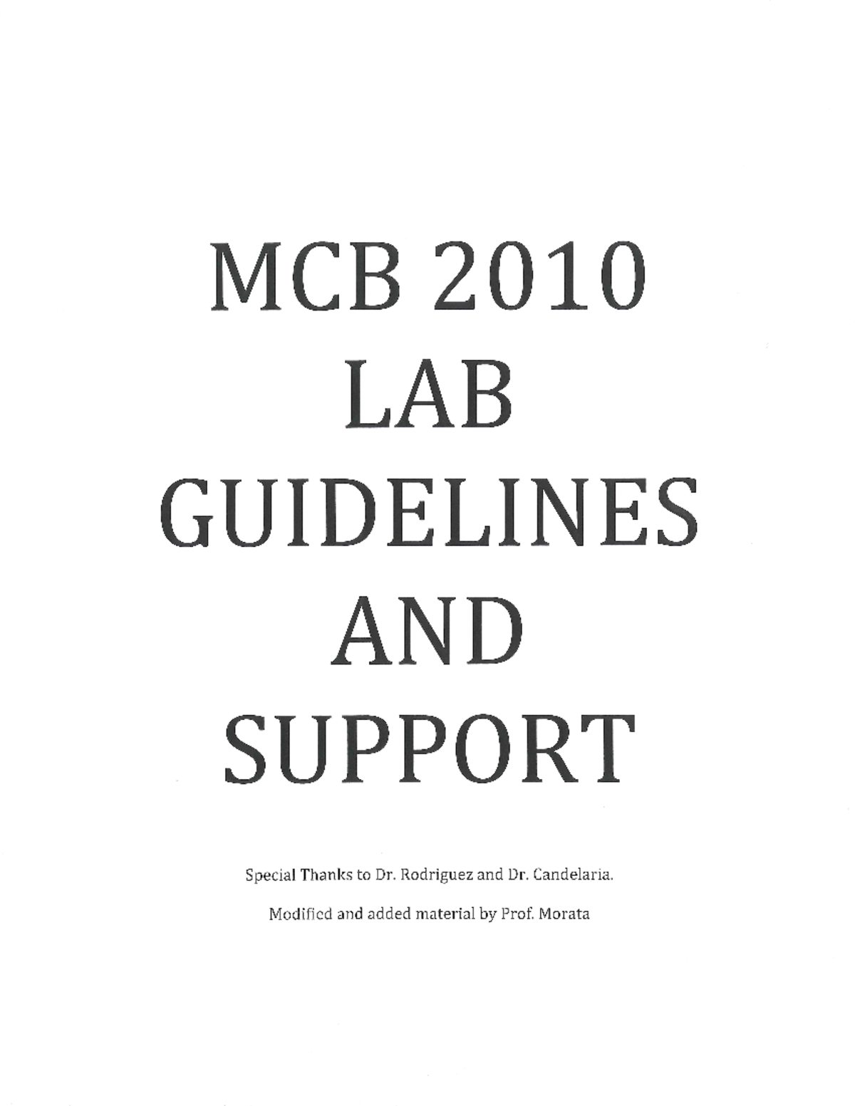 MCBL Support lab - Notes - Studocu