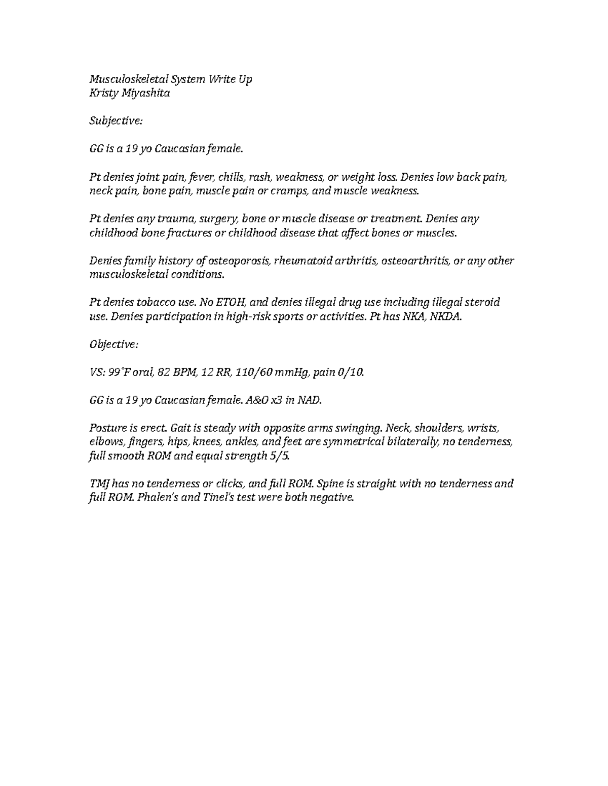 Musculoskeletal System Write Up - Musculoskeletal System Write Up ...