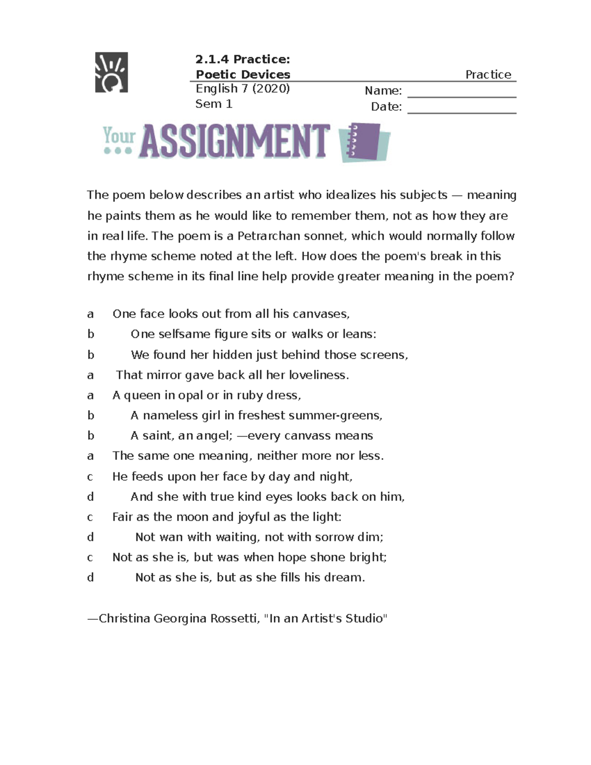 2.1.4 Practice - Poetic Devices (Practice) - 2.1 Practice: Poetic ...
